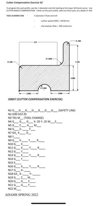 Cutter Compensation Exercise : 32 To proeran this | Chegg.com