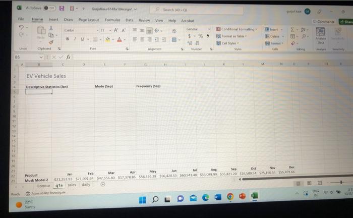 Solved Use the dataset in the ev worksheet. Modify the | Chegg.com