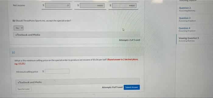 Solved what is the minimum selling price on the special | Chegg.com