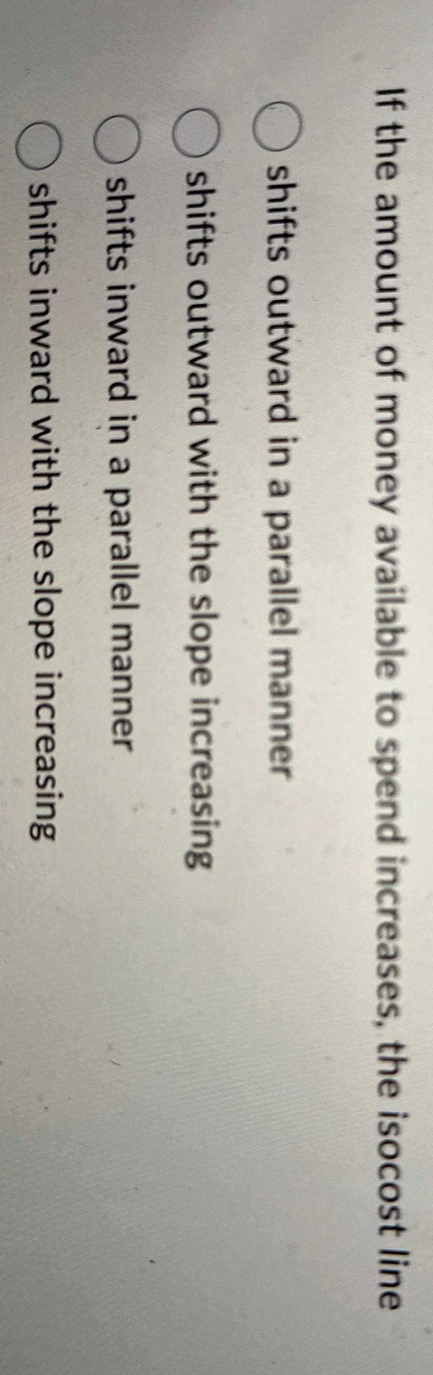 Solved If the amount of money available to spend increases, | Chegg.com