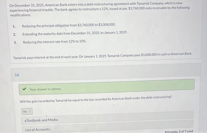 Solved On December 31, 2025, American Bank enters into a | Chegg.com