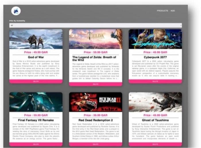 Solved Gaming Store App , you will apply your frontend web | Chegg.com