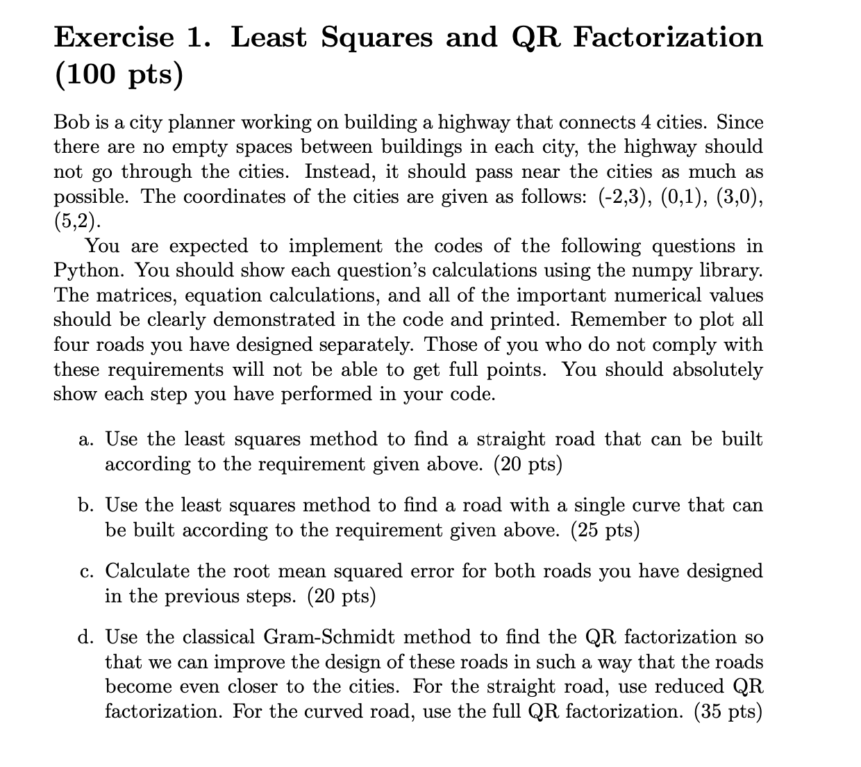 Solved Exercise 1 ﻿least Squares And Qr Factorization