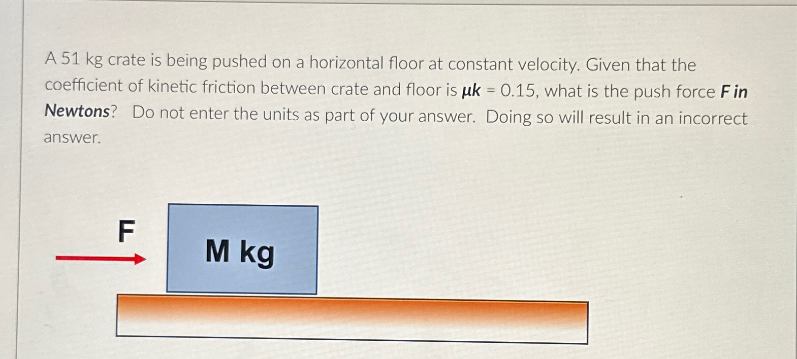 Solved A 51kg ﻿crate is being pushed on a horizontal floor | Chegg.com