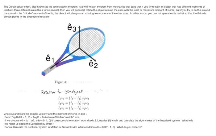 Solved The Dzhanibekov effect, also known as the tennis | Chegg.com