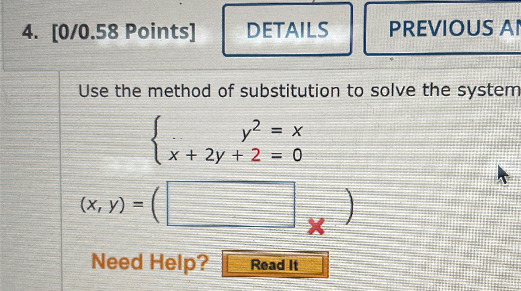 Solved Points]Use the method of substitution to solve the | Chegg.com