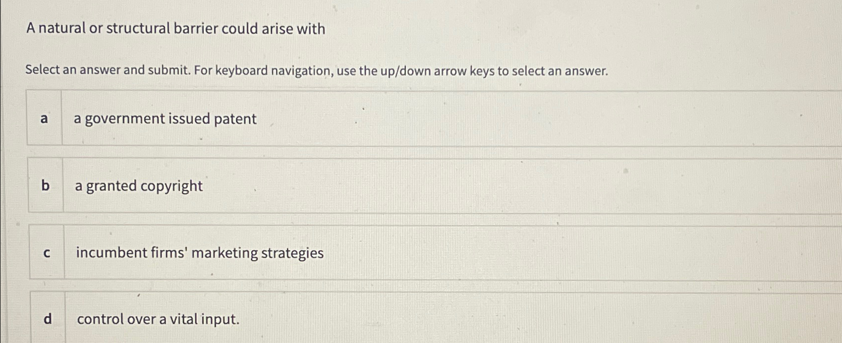 Solved A natural or structural barrier could arise | Chegg.com