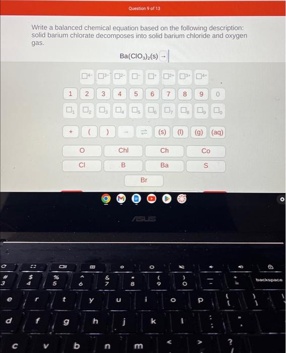 Solved Write a balanced chemical equation based on the | Chegg.com