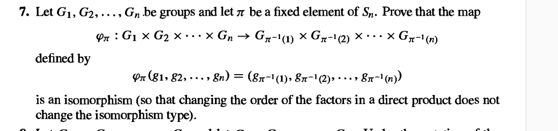 Solved Let G1,G2,dots,Gn.be groups and let π ﻿be a fixed | Chegg.com