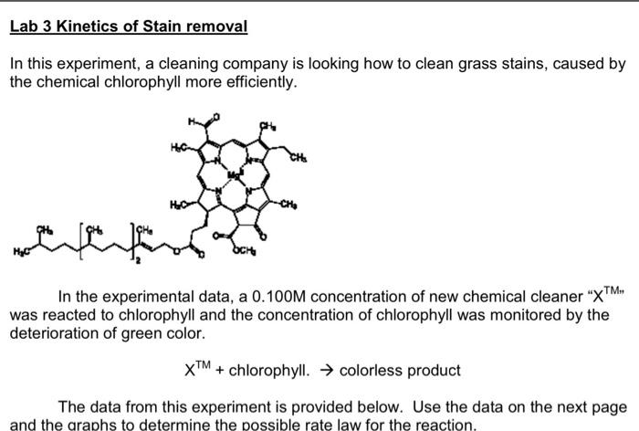 Solved Lab 3 Kinetics of Stain removal In this experiment, a | Chegg.com