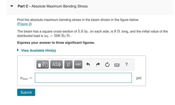 Solved Find the absolute maximum bending stress in the beam | Chegg.com