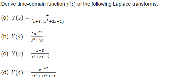 Solved Derive time-domain function y(t) ﻿of the following | Chegg.com