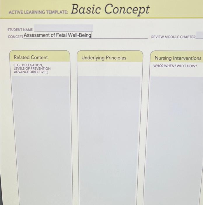 Solved Basic Concept ACTIVE LEARNING TEMPLATE: STUDENT NAME | Chegg.com