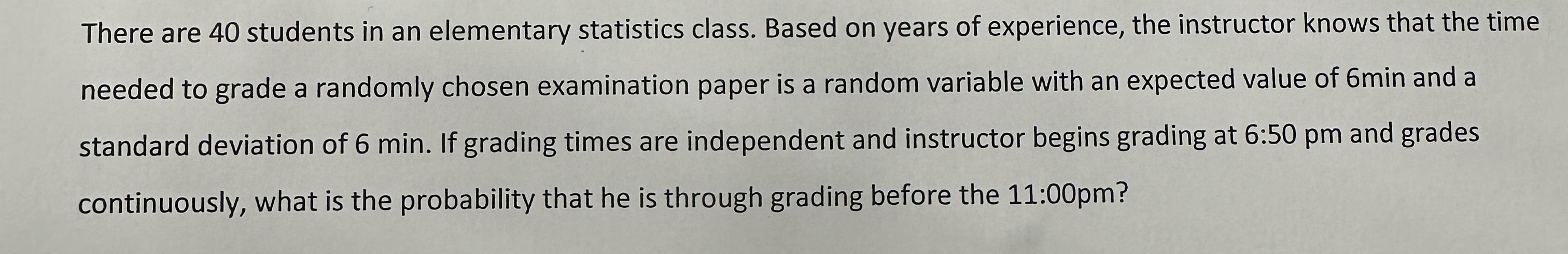 Solved There are 40 ﻿students in an elementary statistics | Chegg.com