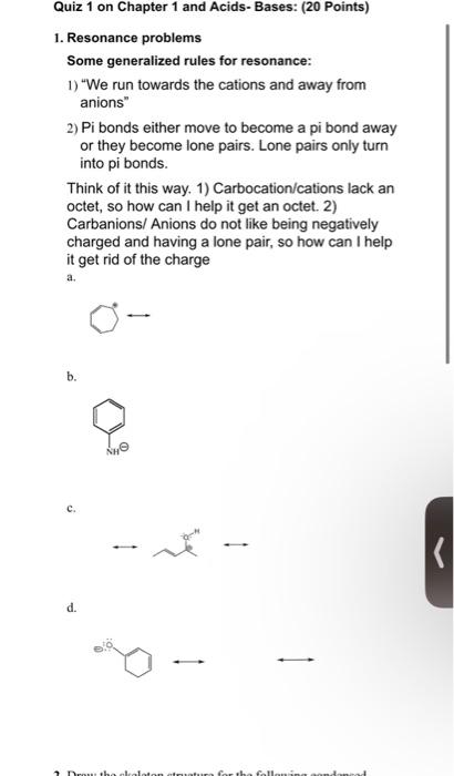 Solved 1. Resonance problems Some generalized rules for | Chegg.com