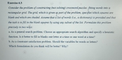 Solved Exercise 6.3Consider the problem of constructing (not | Chegg.com