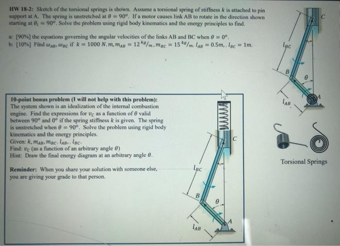 C HW 18-2: Sketch of the torsional springs is shown. | Chegg.com