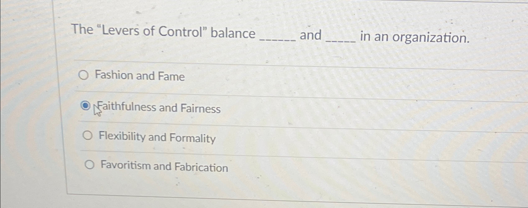 Solved The "Levers of Control" balance and in an | Chegg.com
