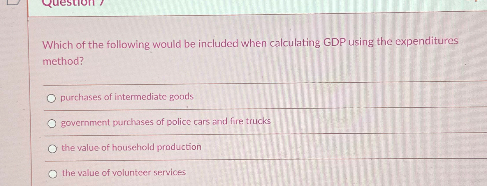 Solved Which of the following would be included when | Chegg.com