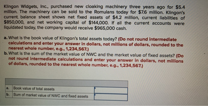 Solved Klingon Widgets, Inc., purchased new cloaking | Chegg.com
