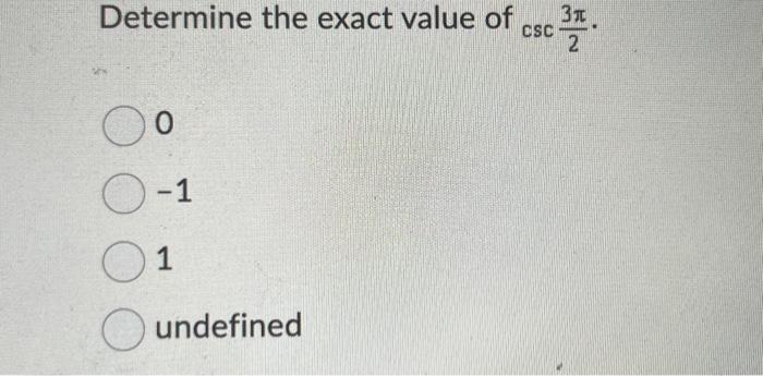Solved Determine the exact value of cot2π. 0 −1 1 | Chegg.com