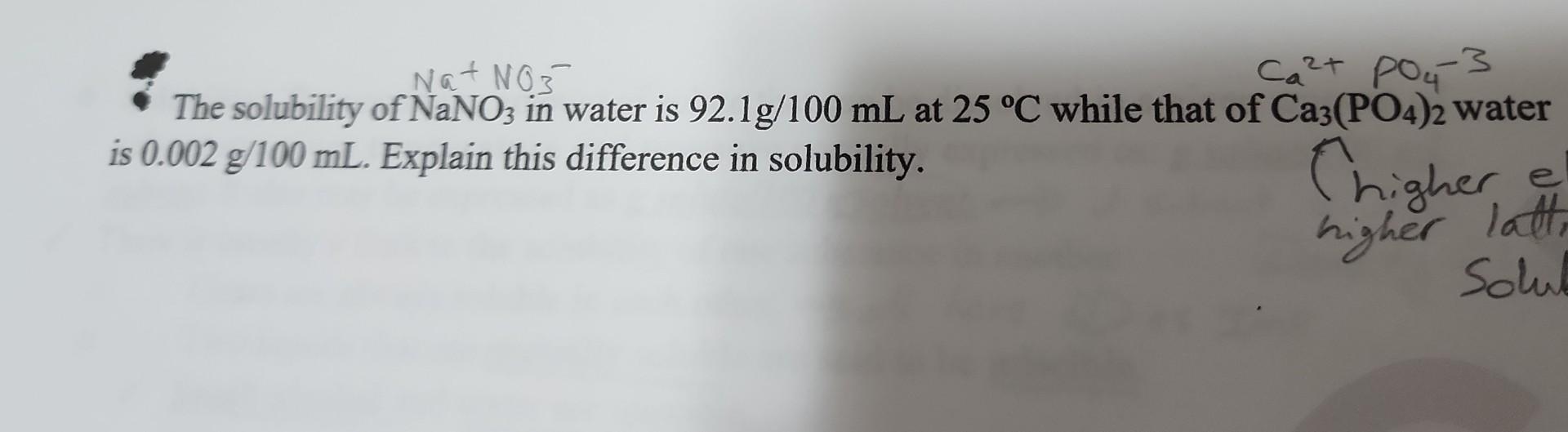 Solved The solubility of NaNO3 in water is 92.1 g/100 mL at | Chegg.com