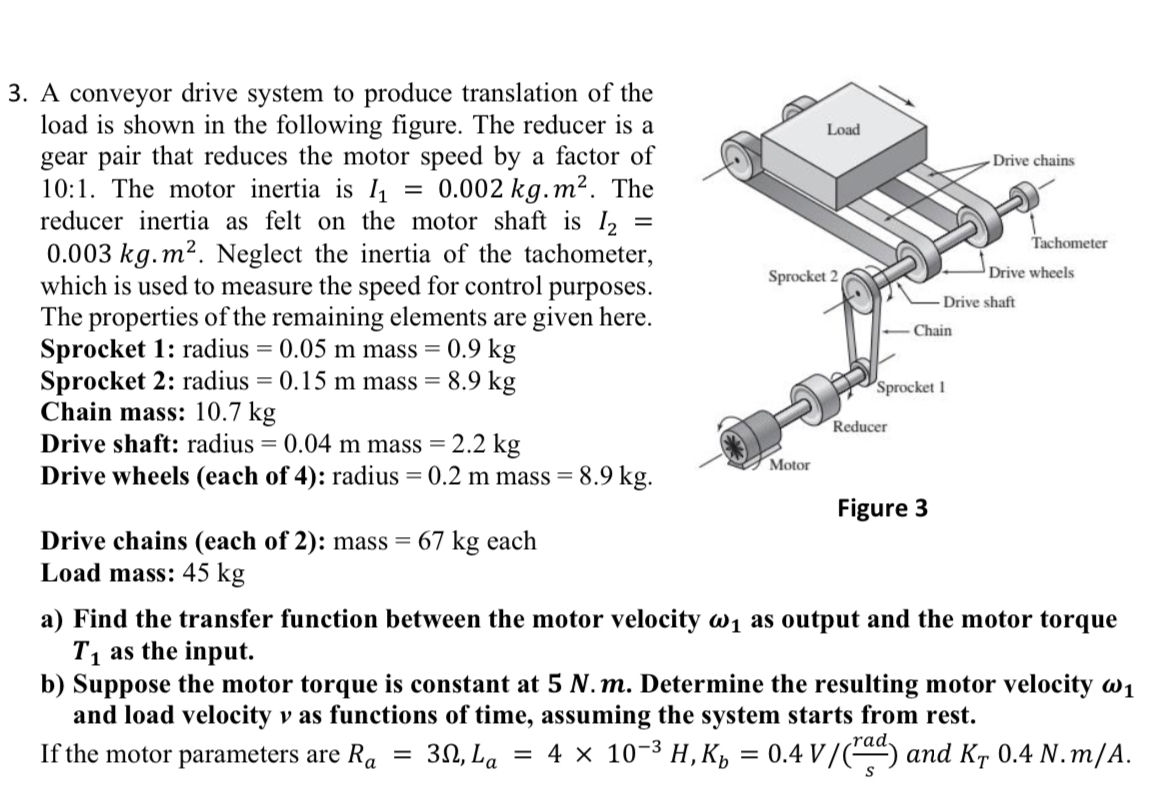 Solved A conveyor drive system to produce translation of the | Chegg.com