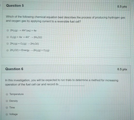 Solved Question 1 0.5 pts How do fuel cells generate | Chegg.com