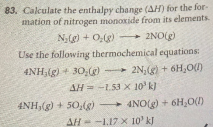 Solved 83. Calculate the enthalpy change (AH) for the for- | Chegg.com