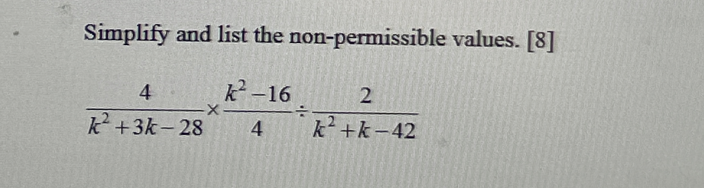 Solved Simplify and list the non-permissible values. | Chegg.com