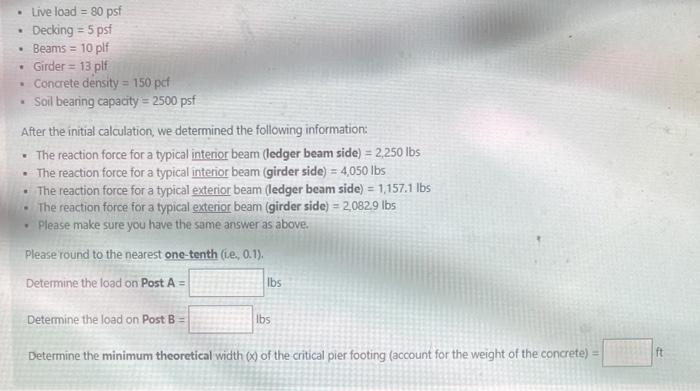 Solved SIOE ELEVATION- Live load = 80 psi - Decking =5 psf - | Chegg.com