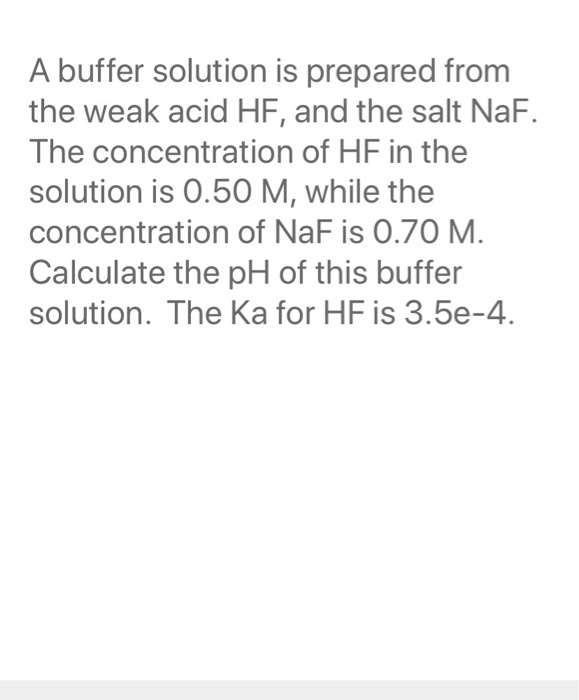 Solved A buffer solution is prepared from the weak acid HF, | Chegg.com