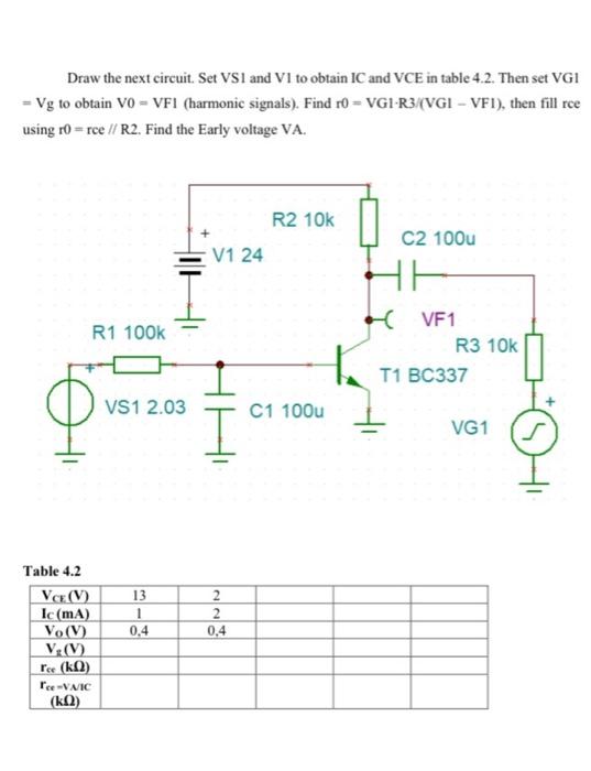 Solved Draw the next circuit. Set VSI and VI to obtain IC | Chegg.com
