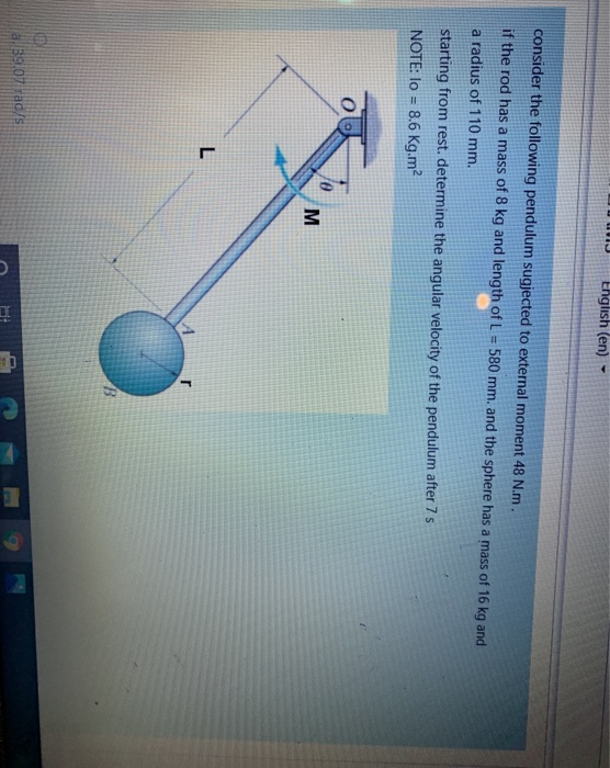 Solved English (en) consider the following pendulum | Chegg.com