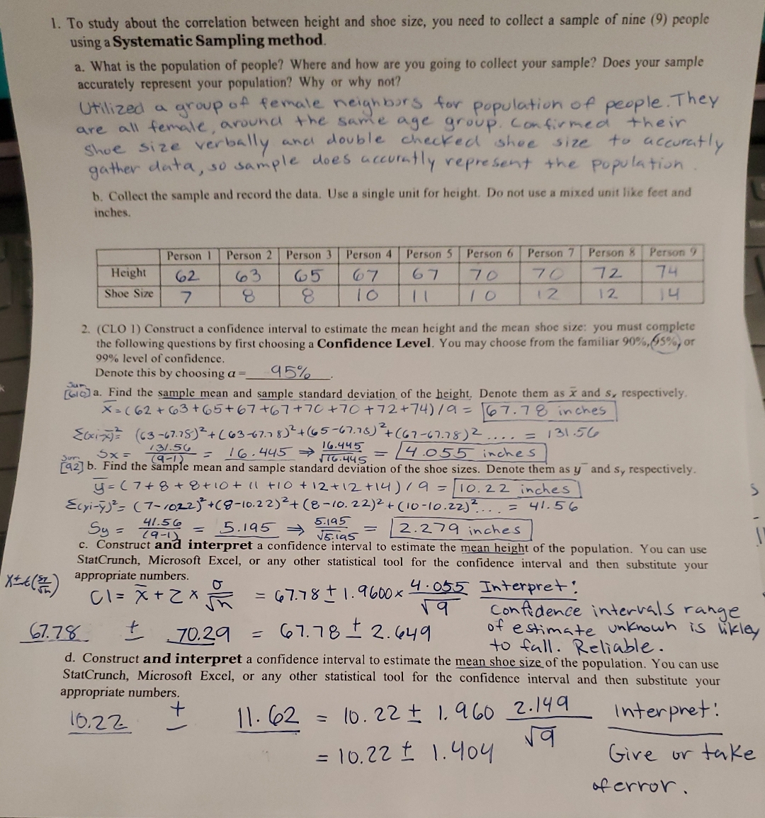 Solved To study about the correlation between height and | Chegg.com