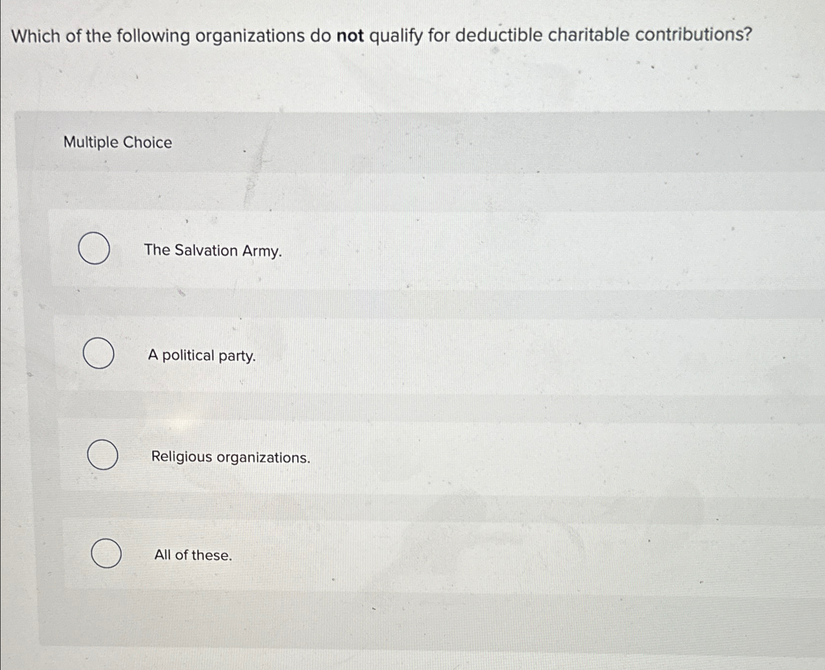 Solved Which of the following organizations do not qualify | Chegg.com