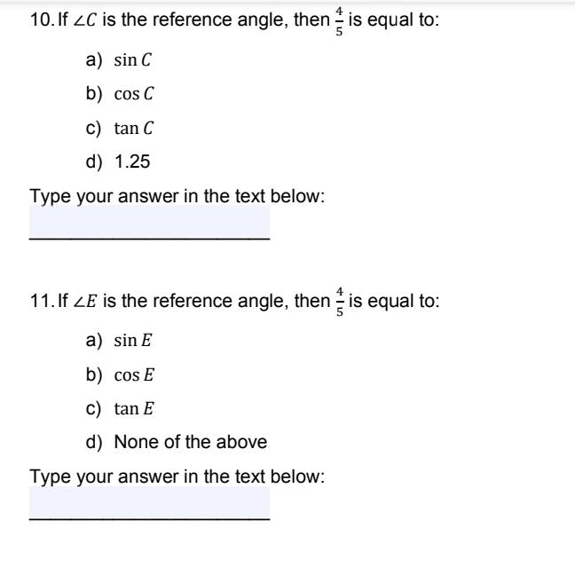 If ??C ﻿is the reference angle, then 45 ﻿is equal | Chegg.com