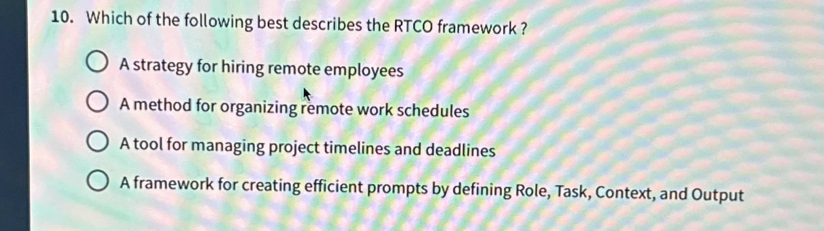 Solved Which of the following best describes the RTCO | Chegg.com