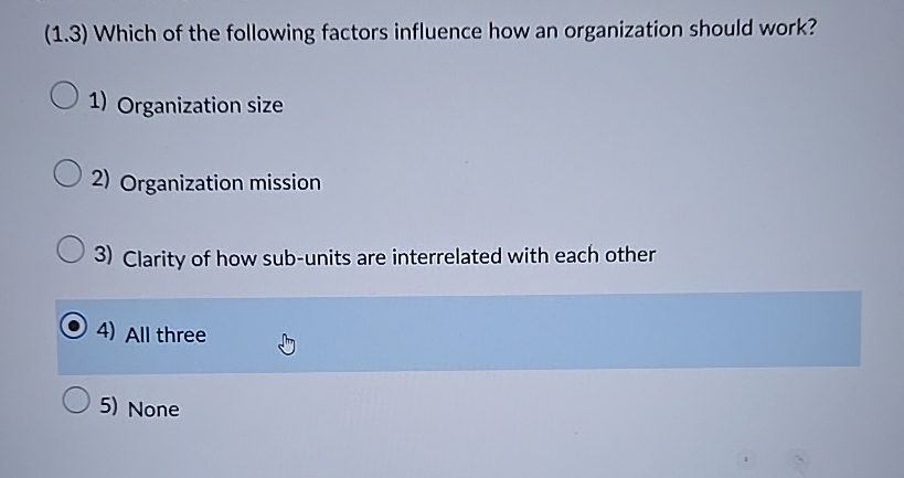 Solved (1.3) ﻿Which of the following factors influence how | Chegg.com