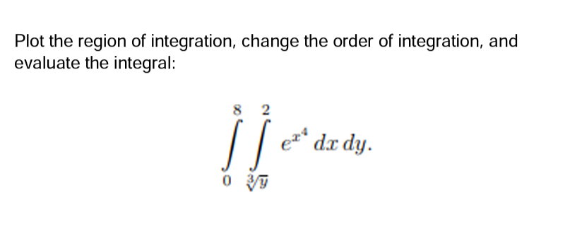 Solved Plot the region of integration, change the order of | Chegg.com