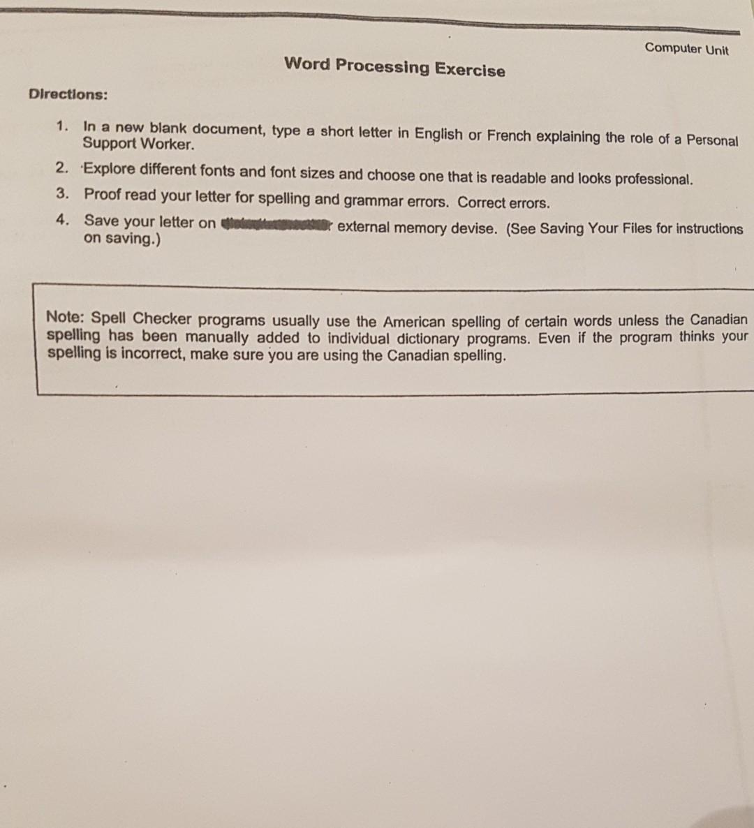 Computer Unit Word Processing Exercise Directions: 1. | Chegg.com