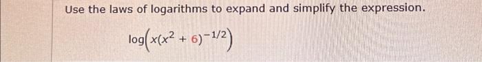 Solved Use the laws of logarithms to expand and simplify the | Chegg.com