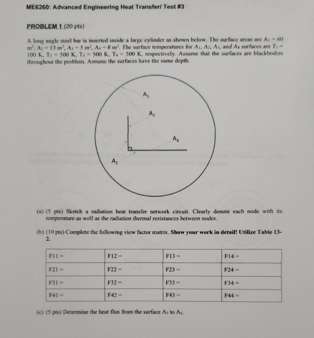 Solved ME6260: Advanced Engineering Heat Transfer/ Test #3 | Chegg.com