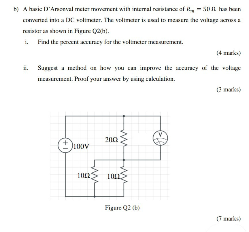 Solved b) A basic D'Arsonval meter movement with internal | Chegg.com