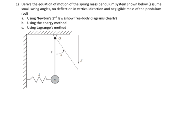 Solved Derive the equation of motion of the spring mass | Chegg.com