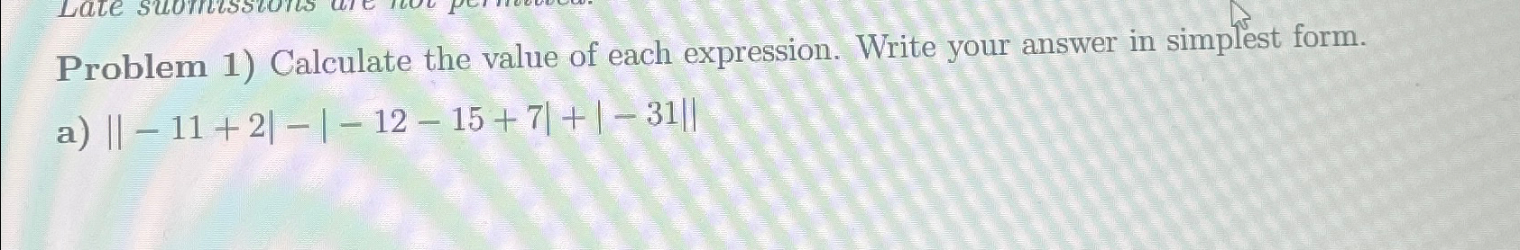 Solved Problem 1) ﻿Calculate the value of each expression. | Chegg.com