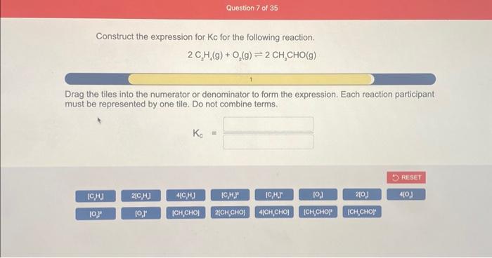 Solved Construct the expression for Kc for the following | Chegg.com