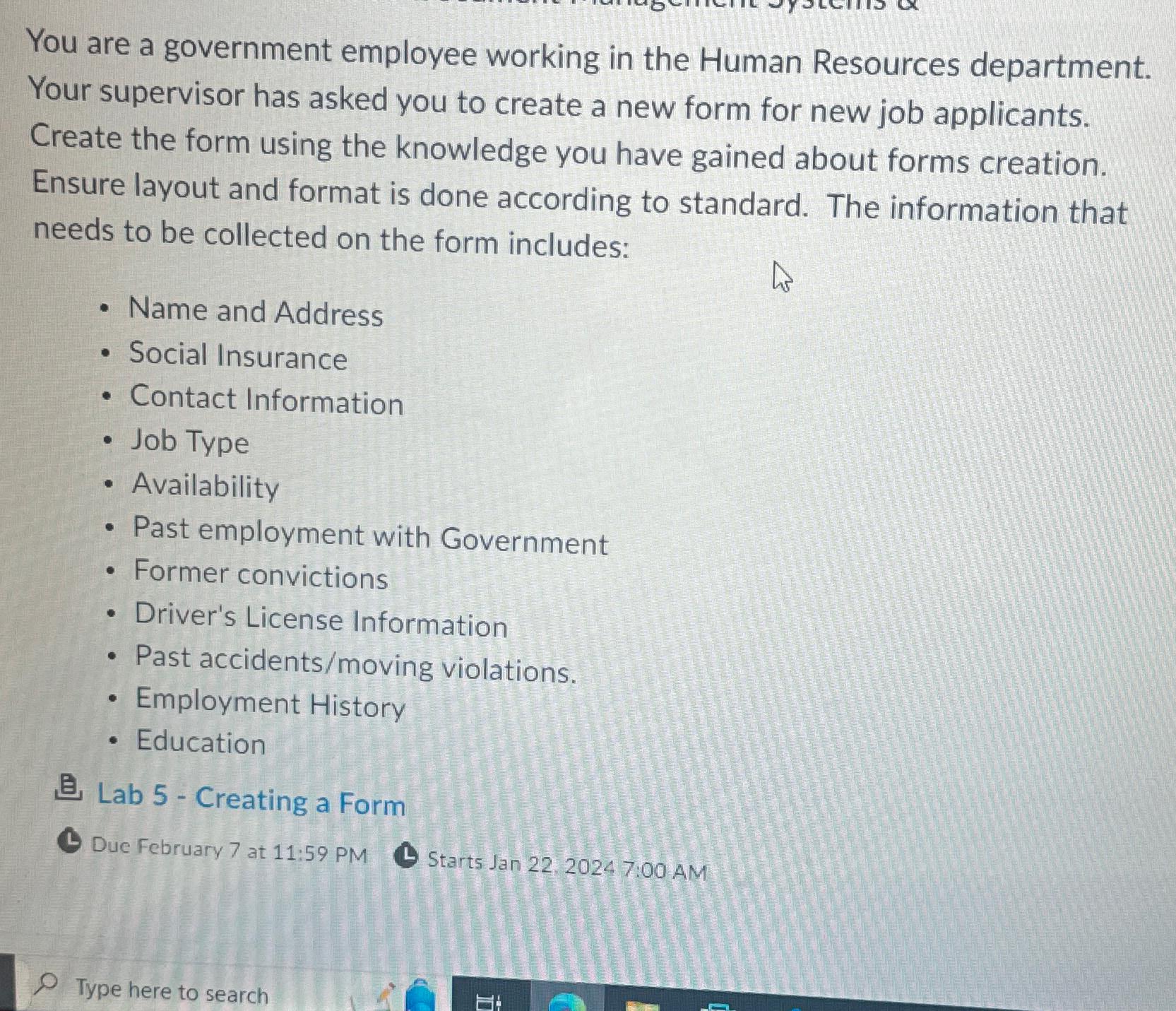 Solved You are a government employee working in the Human | Chegg.com
