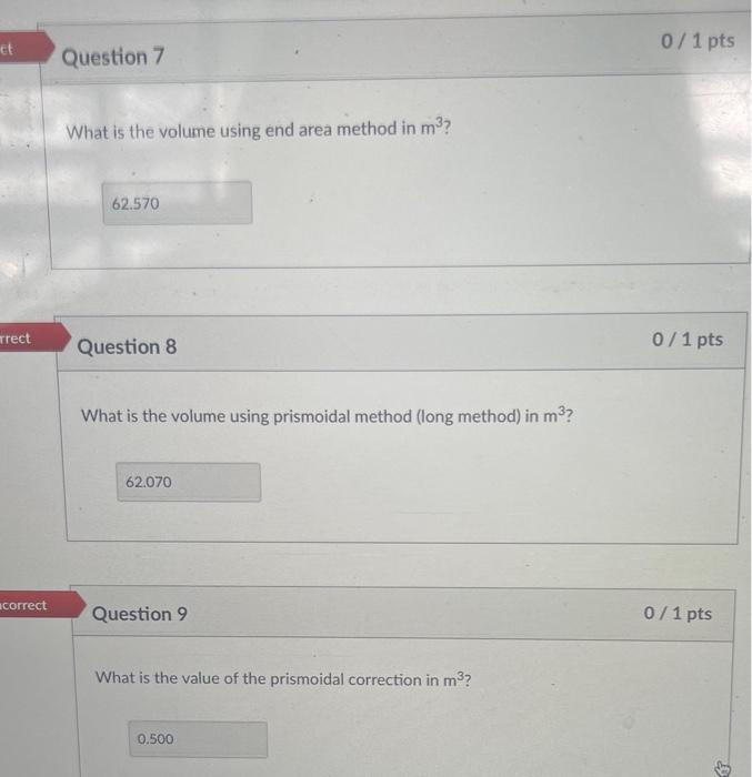 Solved \r\nWhat is the volume using prismoidal method (long | Chegg.com