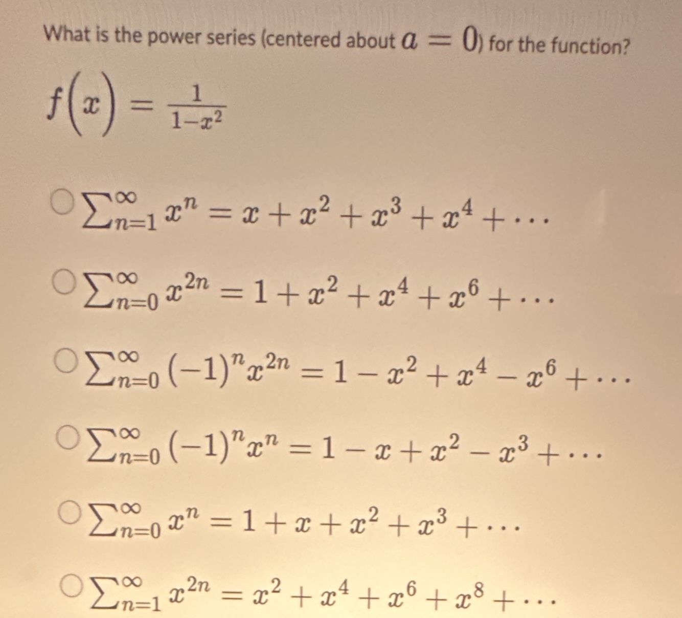 Solved What is the power series (centered about a=0 ) ﻿for | Chegg.com